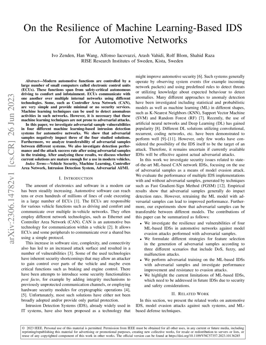 On The Resilience Of Machine Learning Based Ids For Automotive Networks