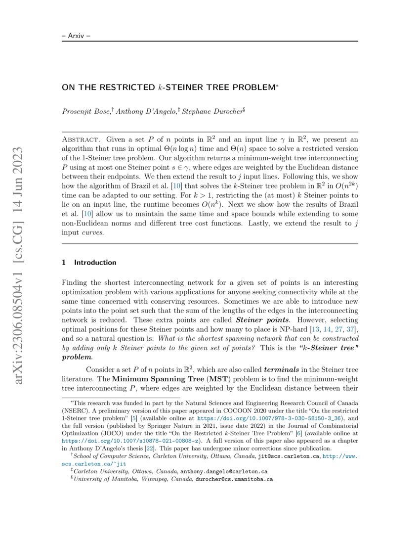 On The Restricted K Steiner Tree Problem Deepai