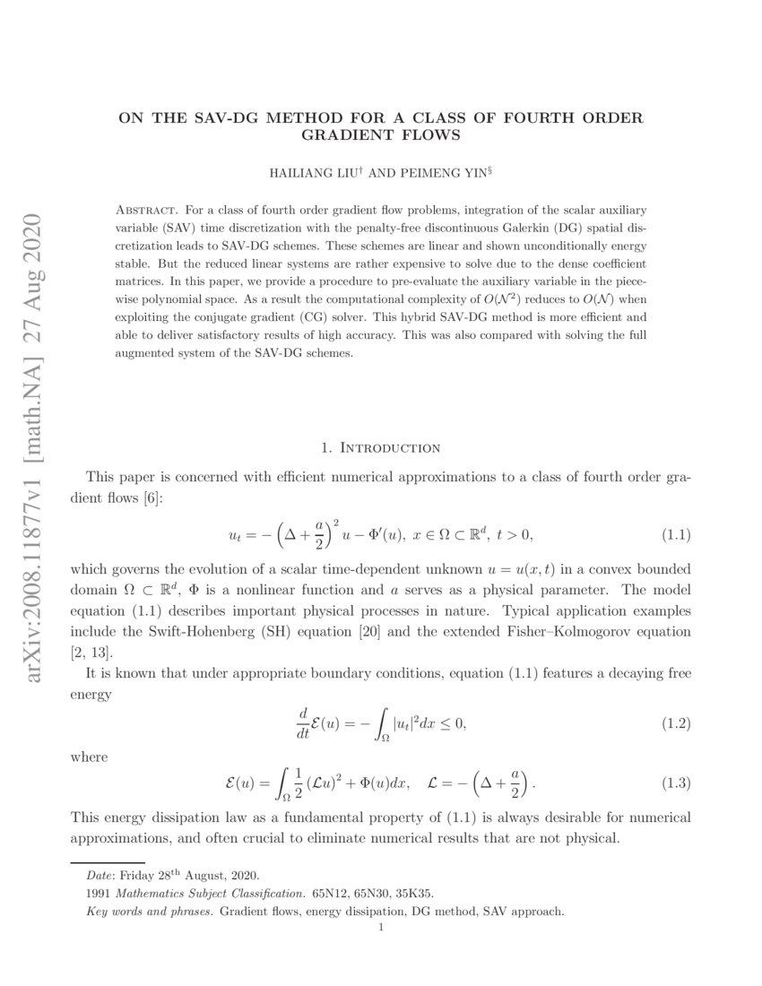 On the SAV-DG method for a class of fourth order gradient flows | DeepAI