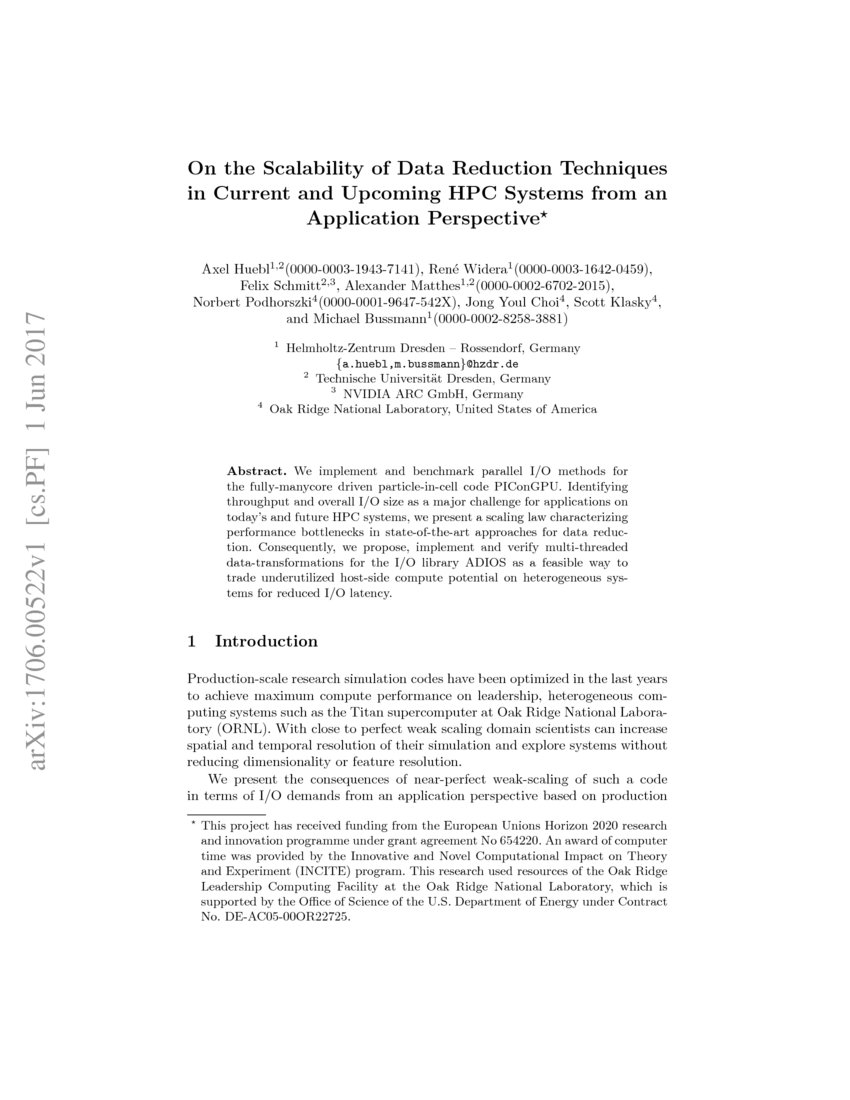 On The Scalability Of Data Reduction Techniques In Current And Upcoming Hpc Systems From An