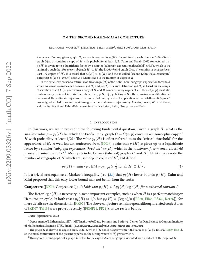 On the Second Kahn–Kalai Conjecture | DeepAI