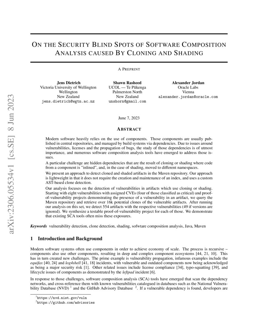On The Security Blind Spots Of Software Composition Analysis Deepai
