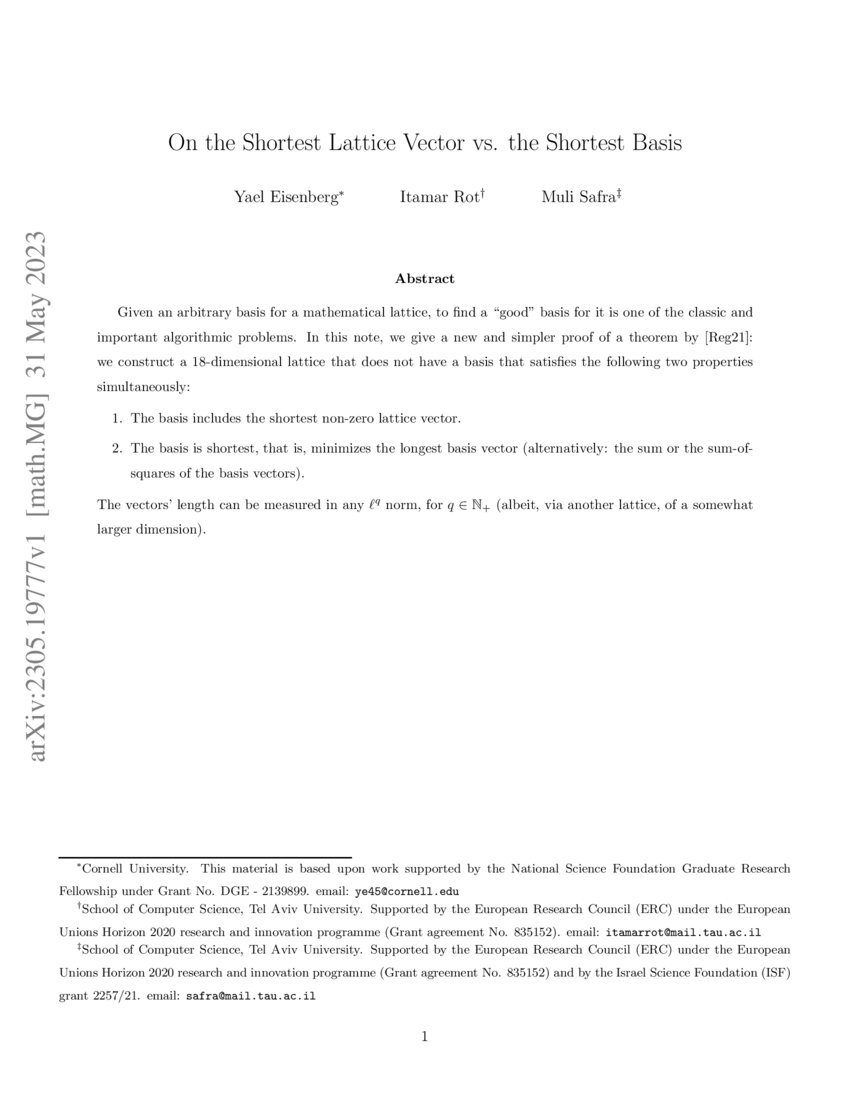 On The Shortest Lattice Vector Vs The Shortest Basis Deepai