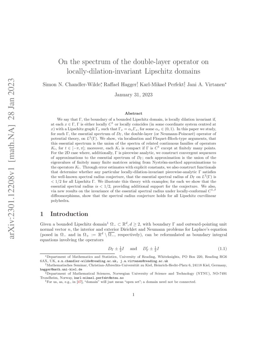 On The Spectrum Of The Double Layer Operator On Locally Dilation