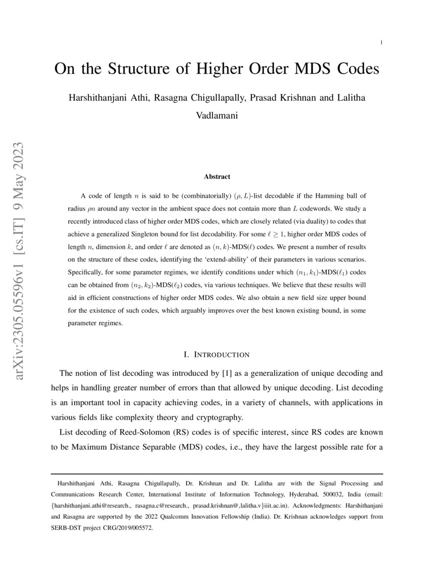 On the Structure of Higher Order MDS Codes | DeepAI