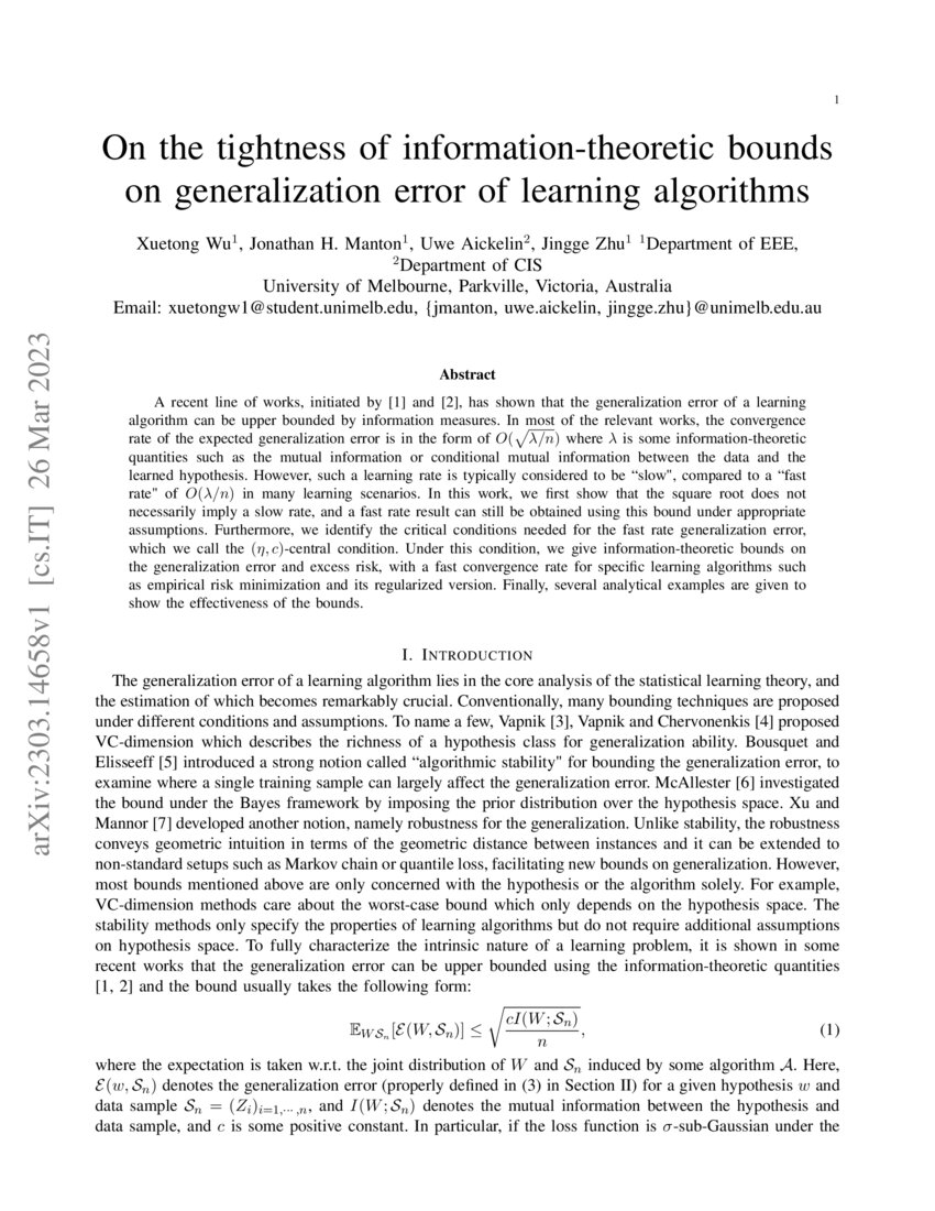 On The Tightness Of Information Theoretic Bounds On Generalization Error Of Learning Algorithms