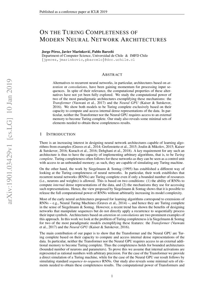 On the Turing Completeness of Modern Neural Network Architectures | DeepAI