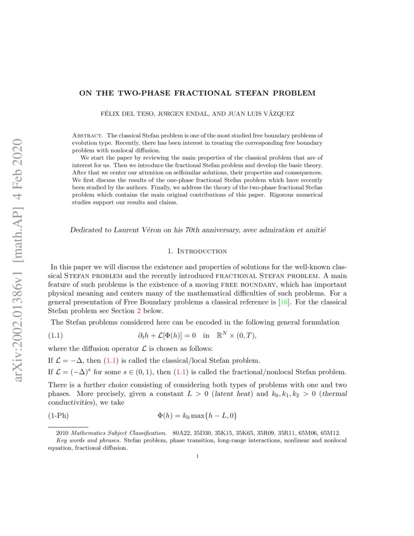 On The Two Phase Fractional Stefan Problem Deepai