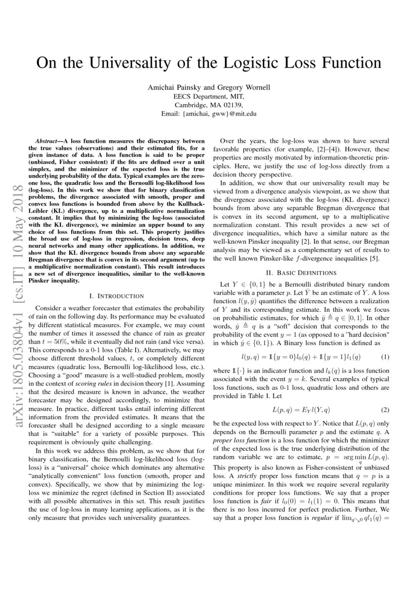 On the Universality of the Logistic Loss Function | DeepAI