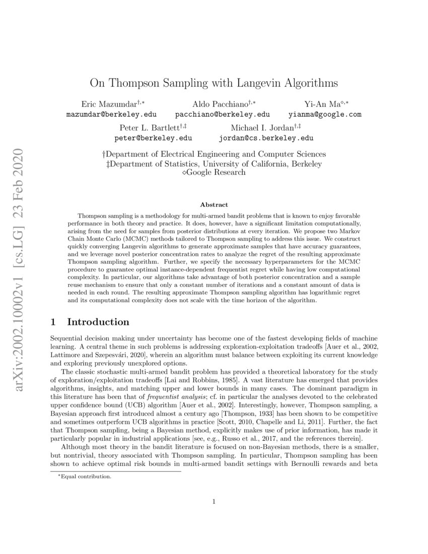 On Thompson Sampling with Langevin Algorithms | DeepAI