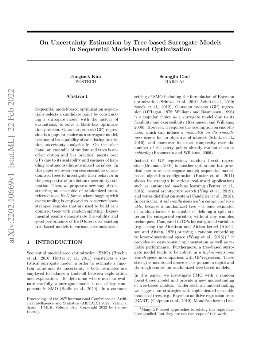 On Uncertainty Estimation by Tree-based Surrogate Models in Sequential ... On Uncertainty Estimation by Tree-based Surrogate Models in Sequential ...