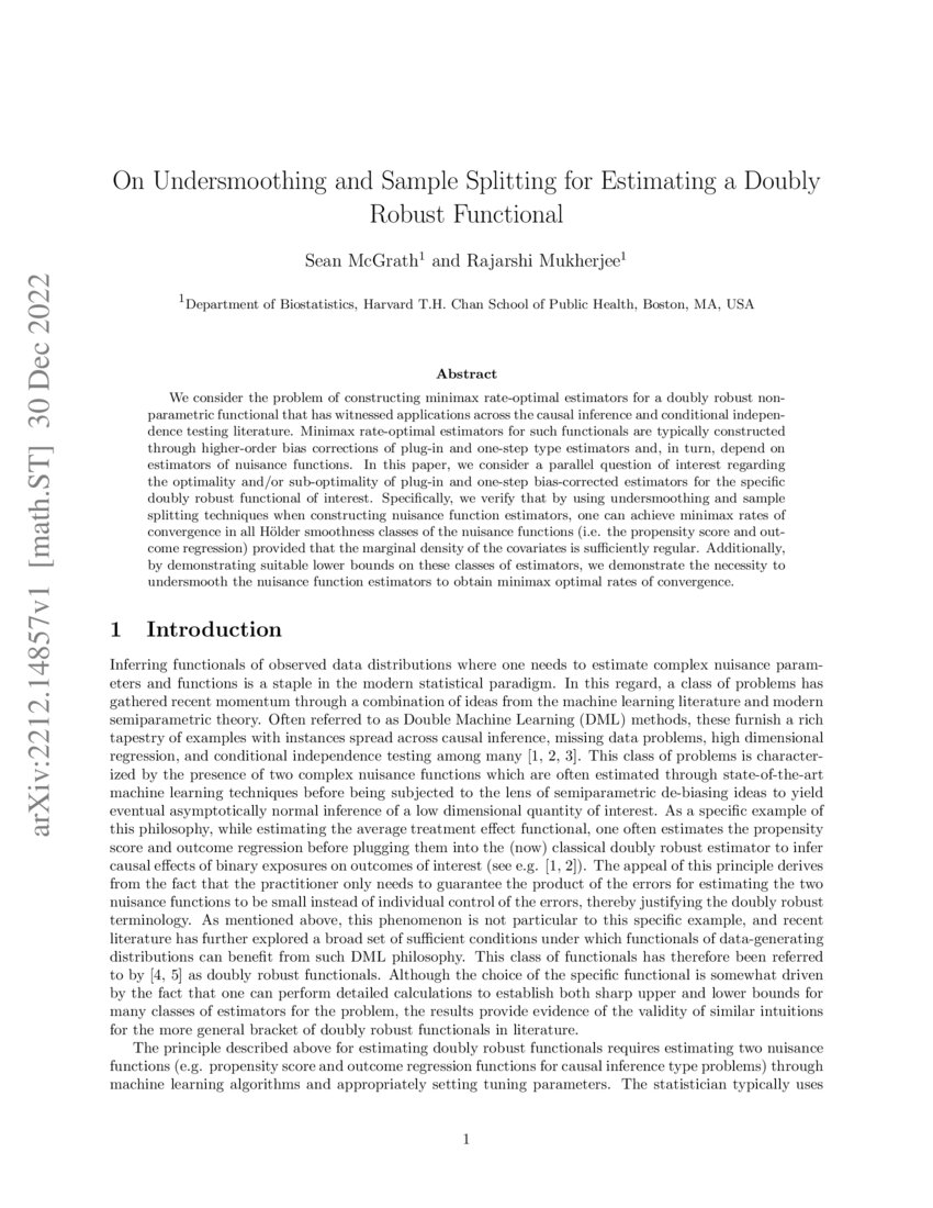 On Undersmoothing and Sample Splitting for Estimating a Doubly Robust ...