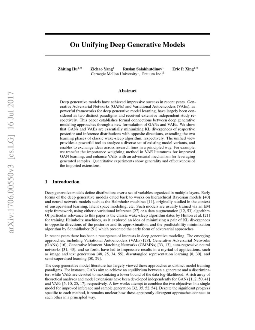 On Unifying Deep Generative Models | DeepAI