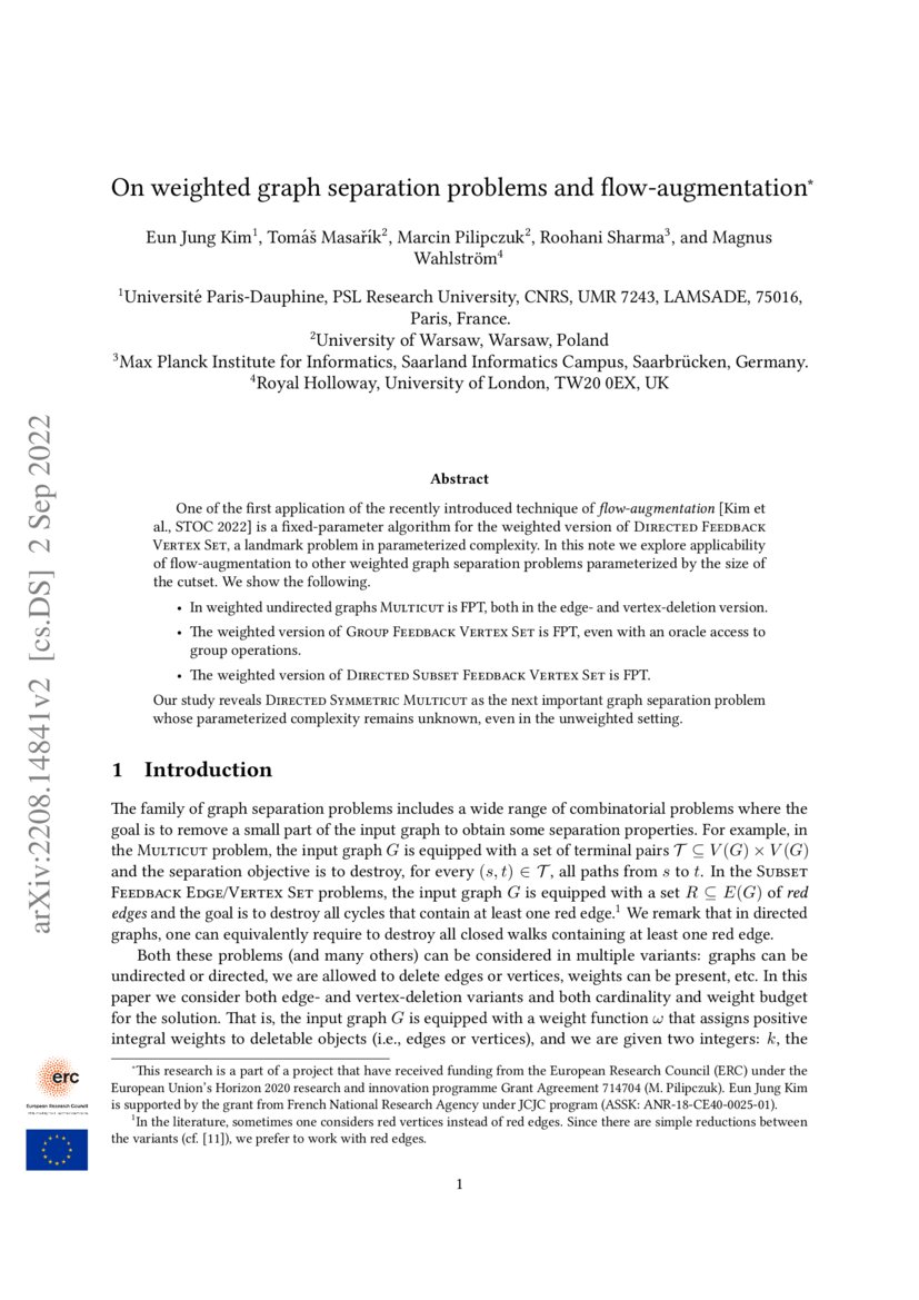 On Weighted Graph Separation Problems And Flow Augmentation Deepai