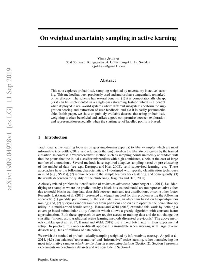 On weighted uncertainty sampling in active learning | DeepAI