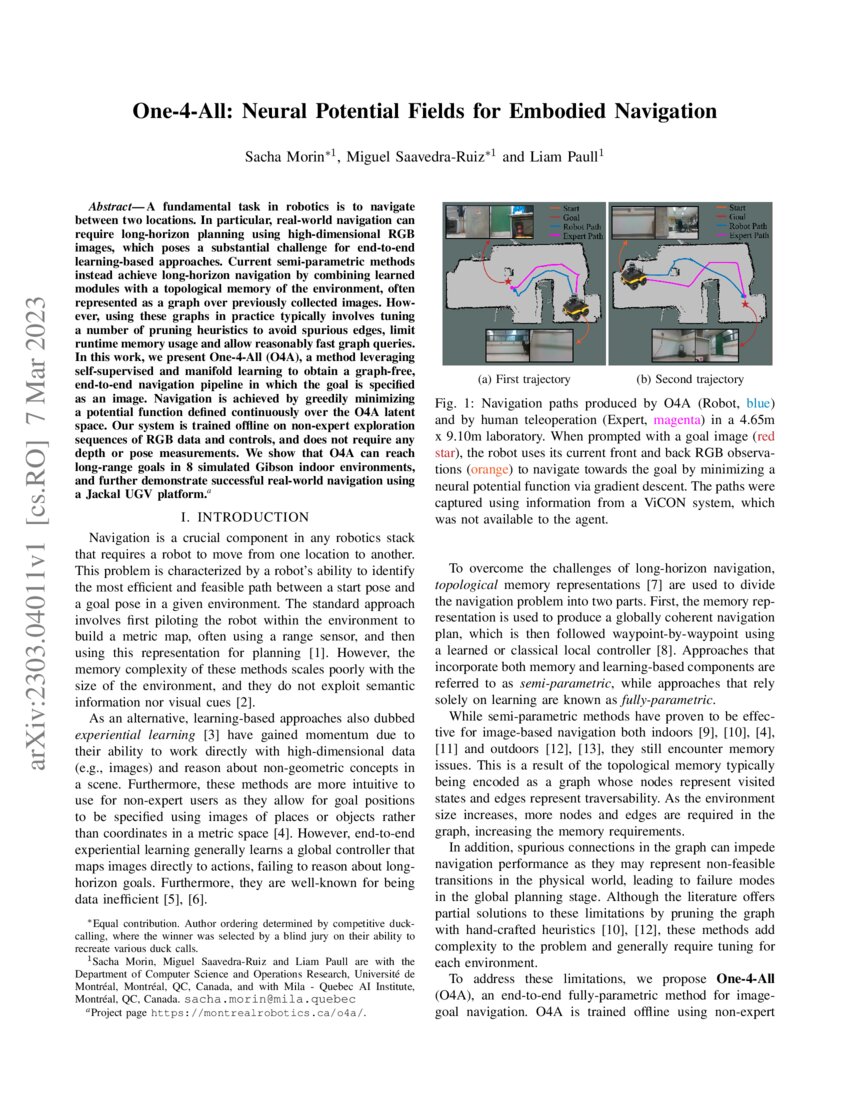 One-4-All: Neural Potential Fields for Embodied Navigation | DeepAI