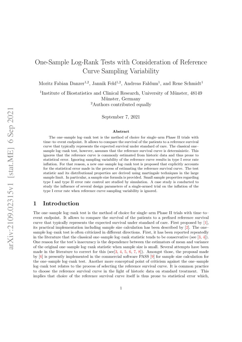 One-sample log-rank tests with consideration of reference curve ...