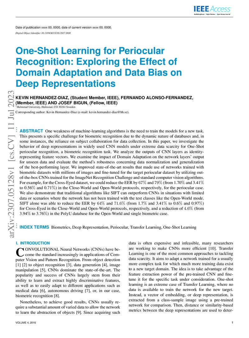 One Shot Learning For Periocular Recognition Exploring The Effect Of Domain Adaptation And Data