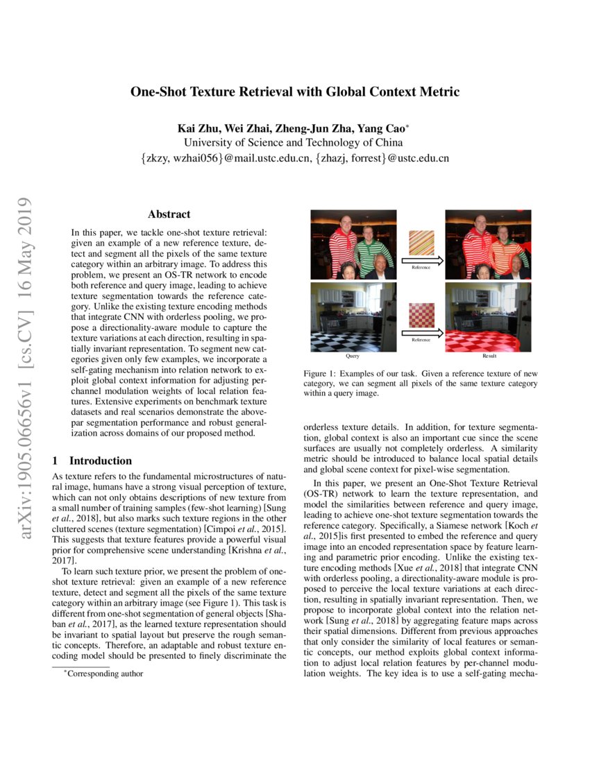 One-Shot Texture Retrieval with Global Context Metric | DeepAI