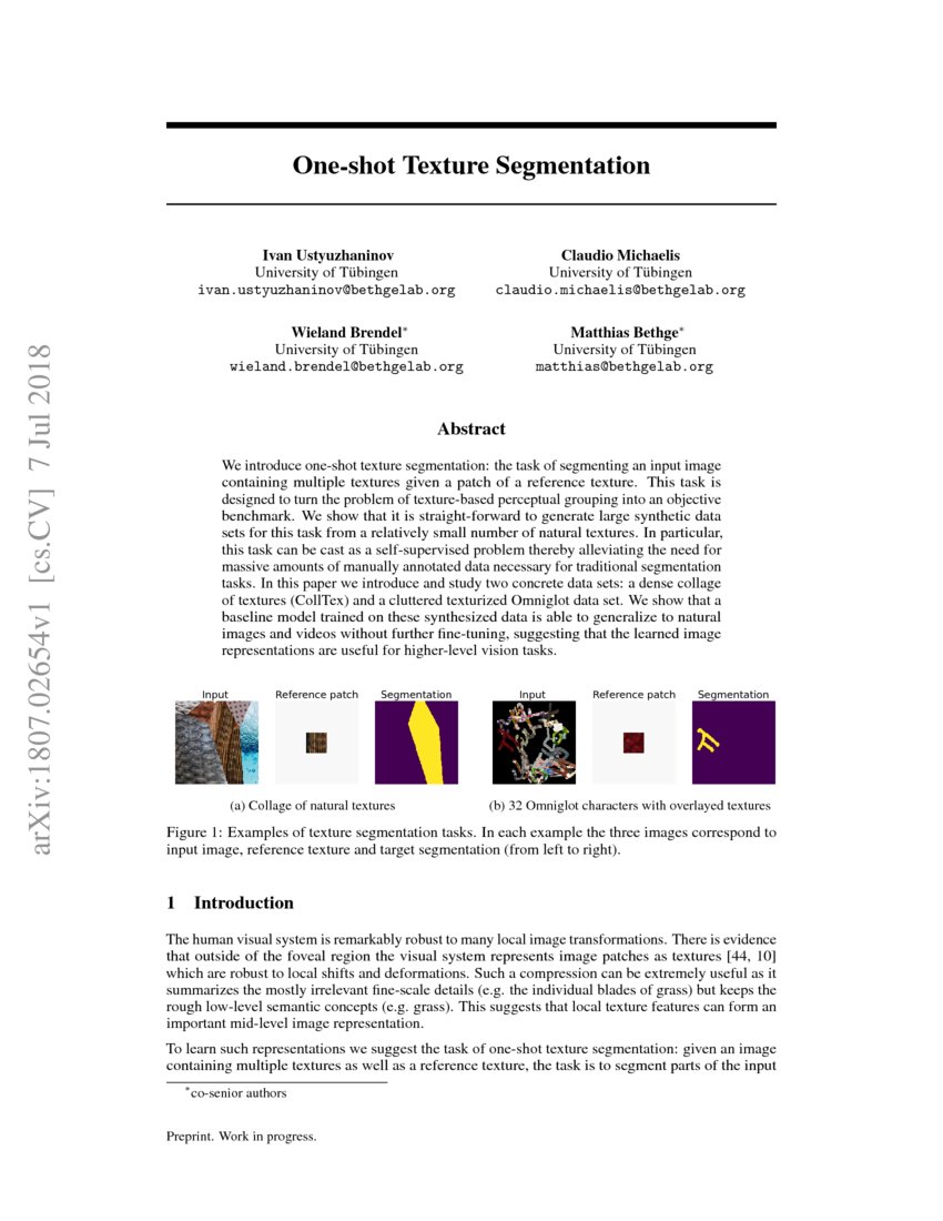 One-shot Texture Segmentation | DeepAI