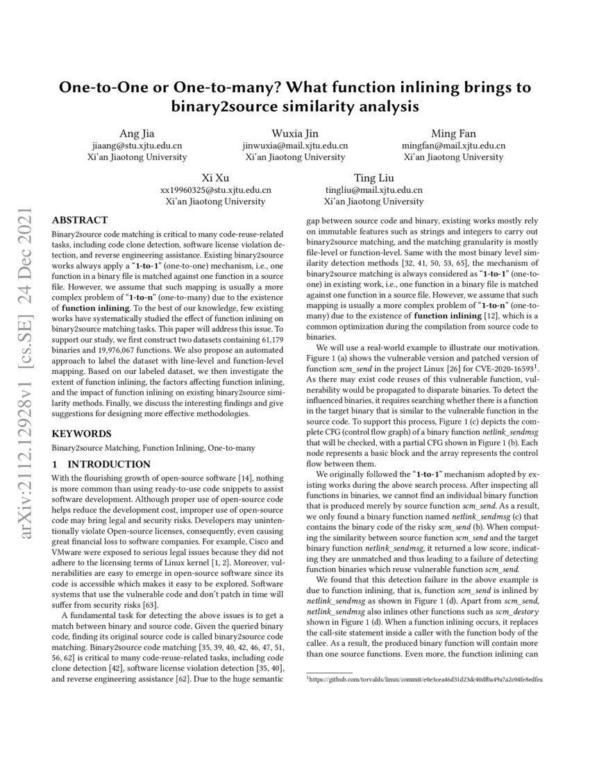 One To One Or One To Many What Function Inlining Brings To Binary2source Similarity Analysis 4399