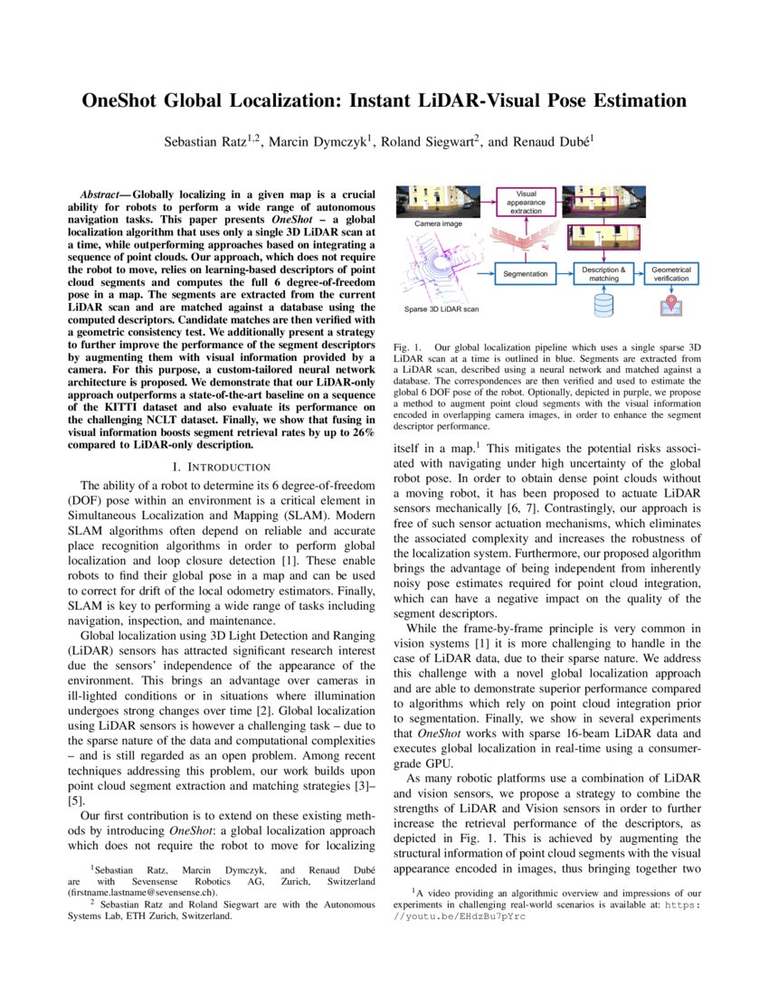 OneShot Global Localization: Instant LiDAR-Visual Pose Estimation | DeepAI