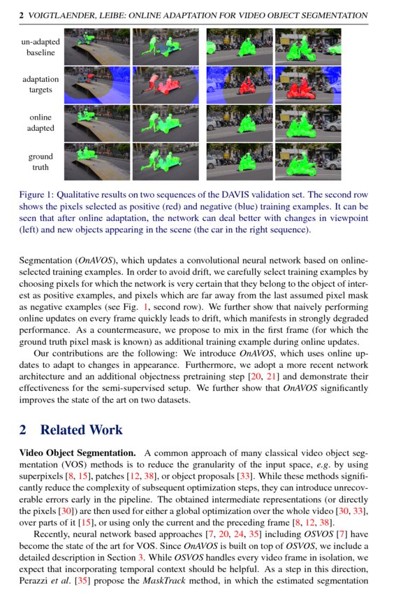 Online Adaptation of Convolutional Neural Networks for Video Object Segmentation | DeepAI
