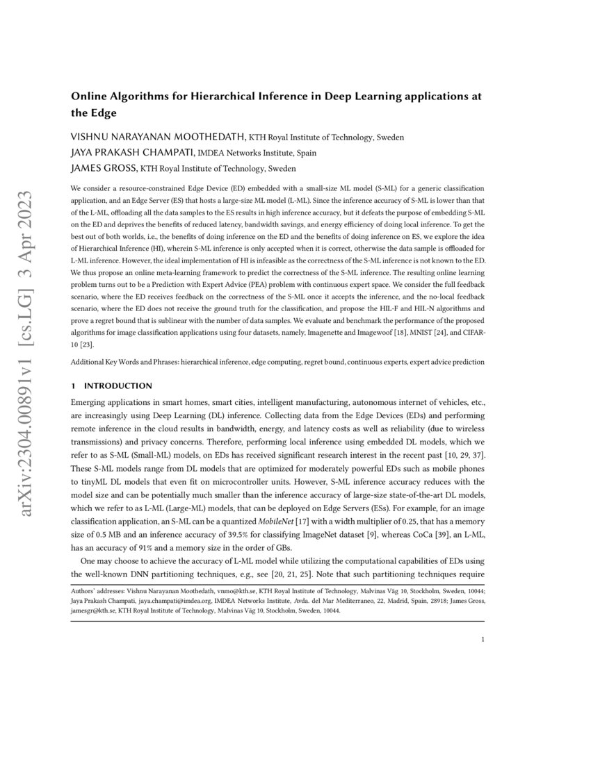 Online Algorithms For Hierarchical Inference In Deep Learning Applications At The Edge Deepai
