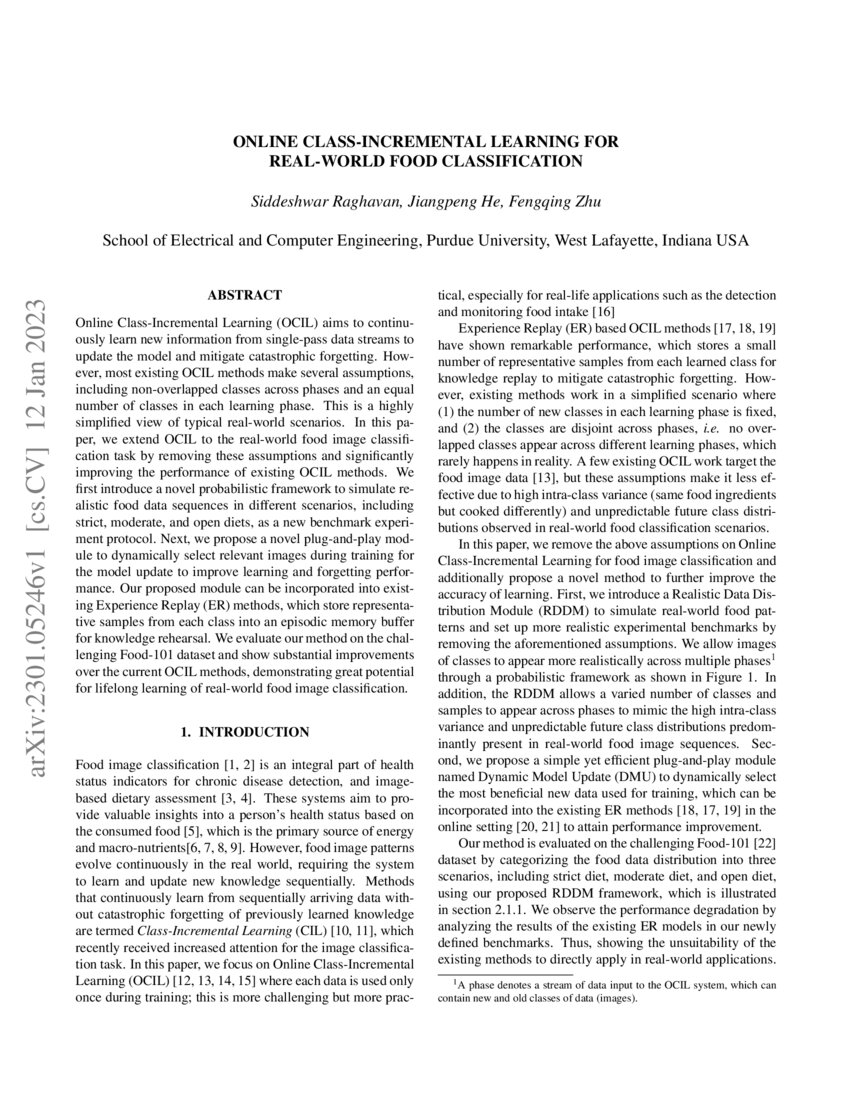 Online Class-Incremental Learning For Real-World Food Classification ...