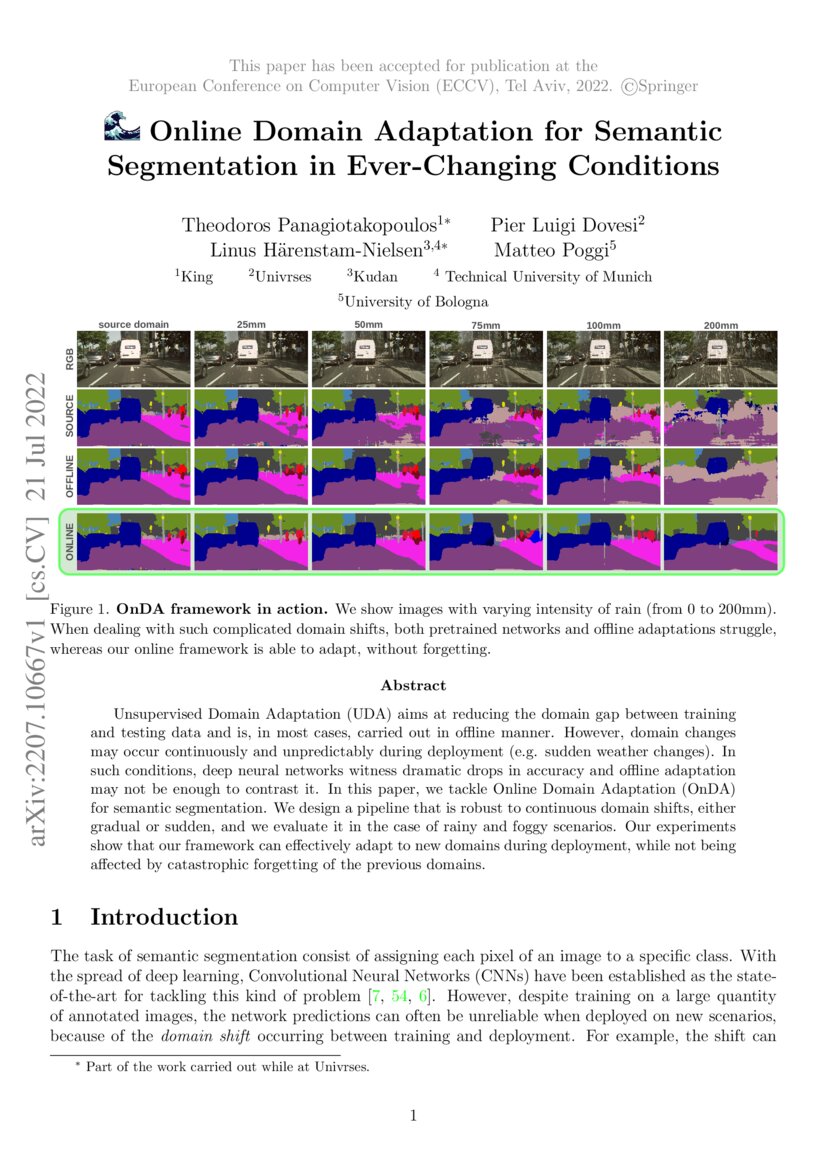Online Domain Adaptation for Semantic Segmentation in Ever-Changing Conditions | DeepAI