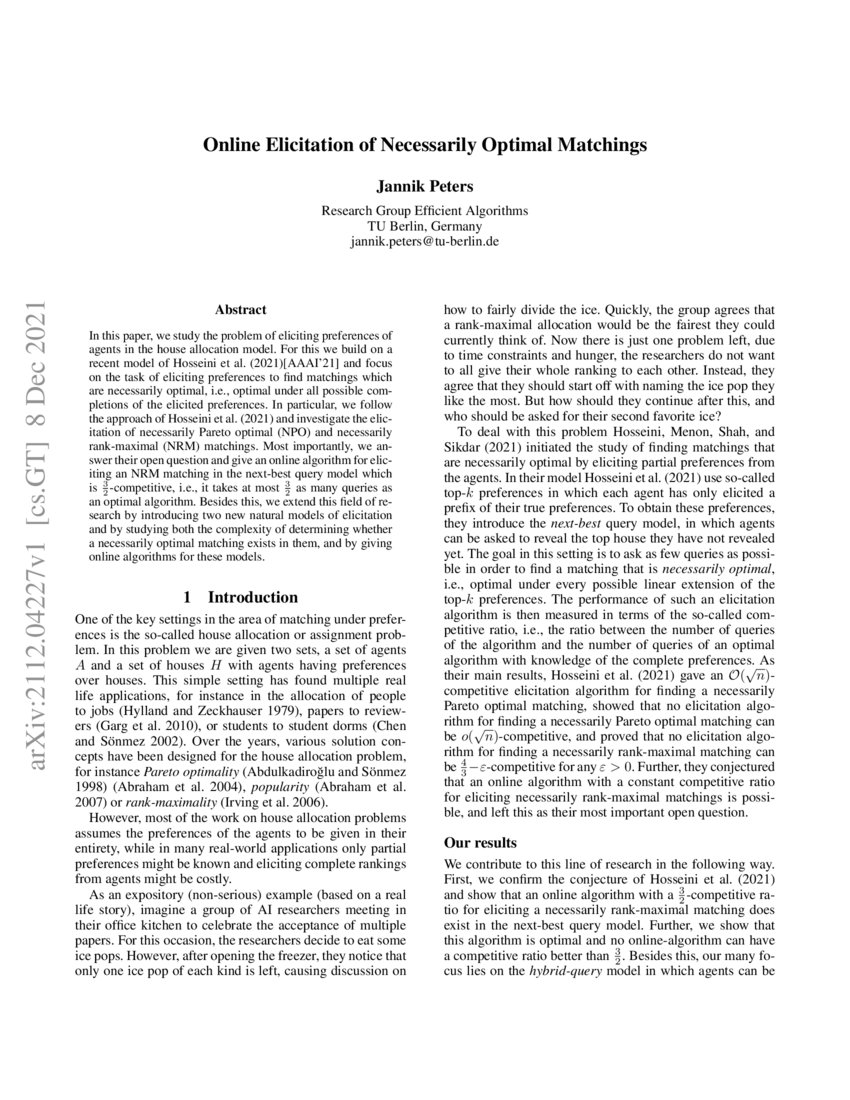 Online Elicitation of Necessarily Optimal Matchings | DeepAI