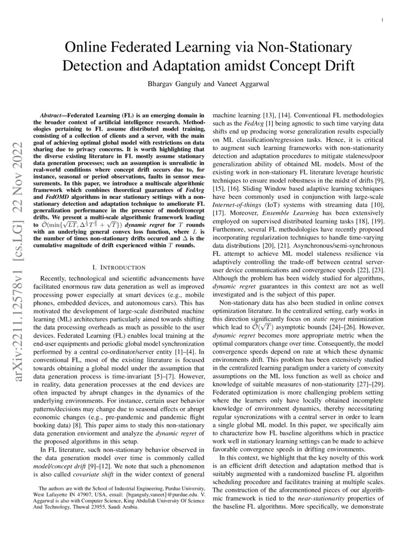 Online Federated Learning Via Non Stationary Detection And Adaptation Amidst Concept Drift Deepai