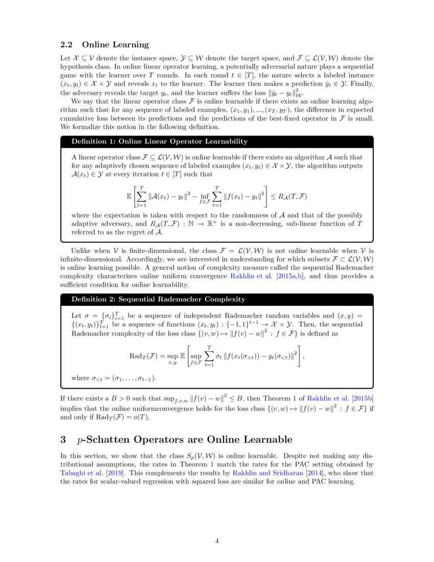 Online Infinite Dimensional Regression Learning Linear Operators Deepai