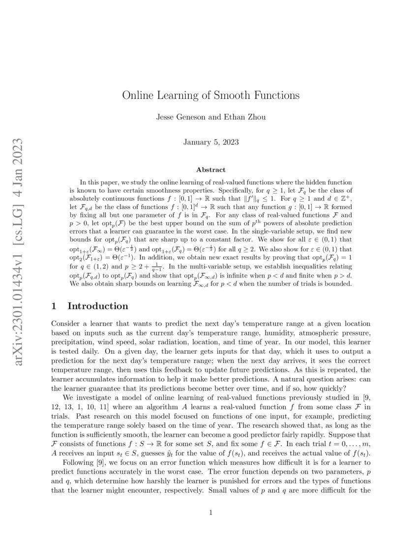 Online Learning of Smooth Functions | DeepAI