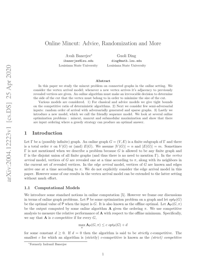 Online Mincut: Advice, Randomization and More | DeepAI