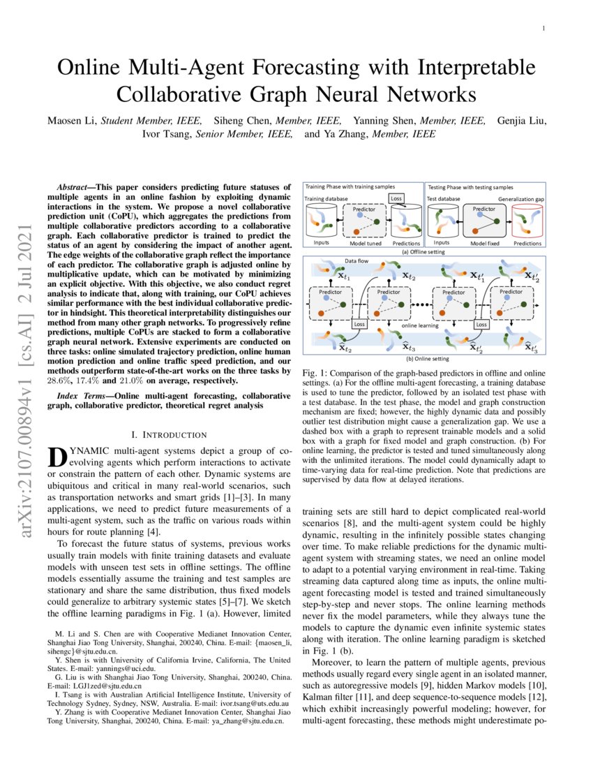 Online Multi-Agent Forecasting with Interpretable Collaborative Graph Neural Network | DeepAI