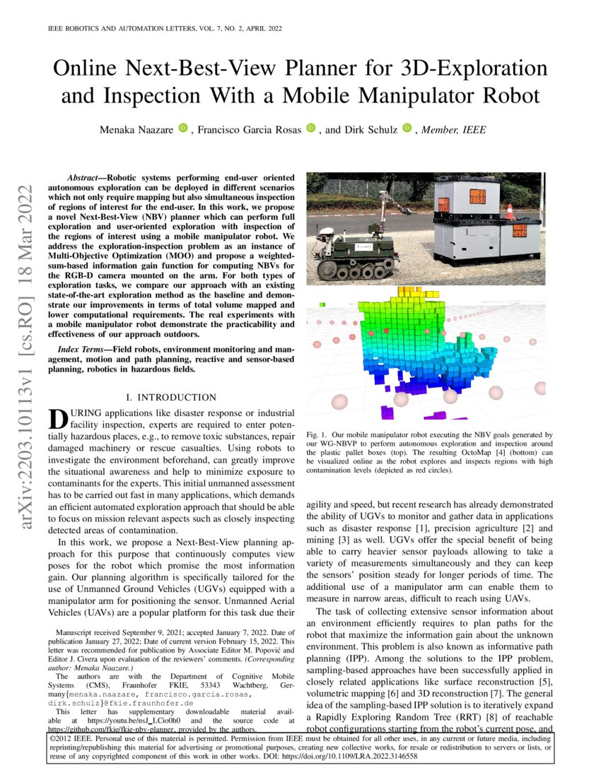 Online Next-Best-View Planner for 3D-Exploration and Inspection With a ...