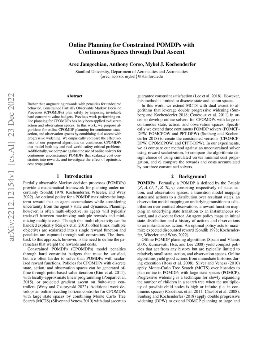 Online Planning For Constrained Pomdps With Continuous Spaces Through