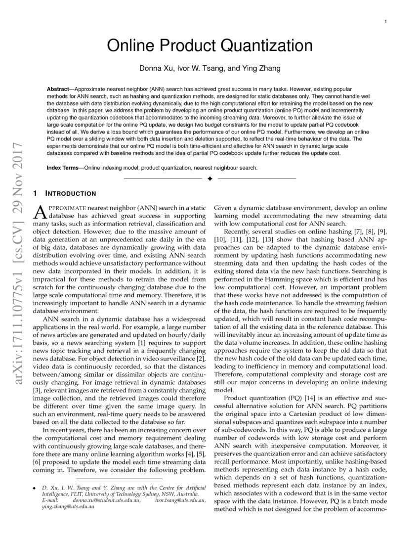 Online Product Quantization | DeepAI