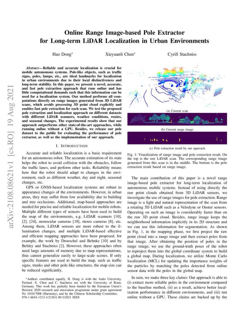 Online Range Image-based Pole Extractor for Long-term LiDAR Localization in Urban Environments ...