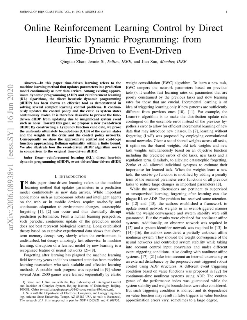 Online Reinforcement Learning Control By Direct Heuristic Dynamic Programming From Time Driven