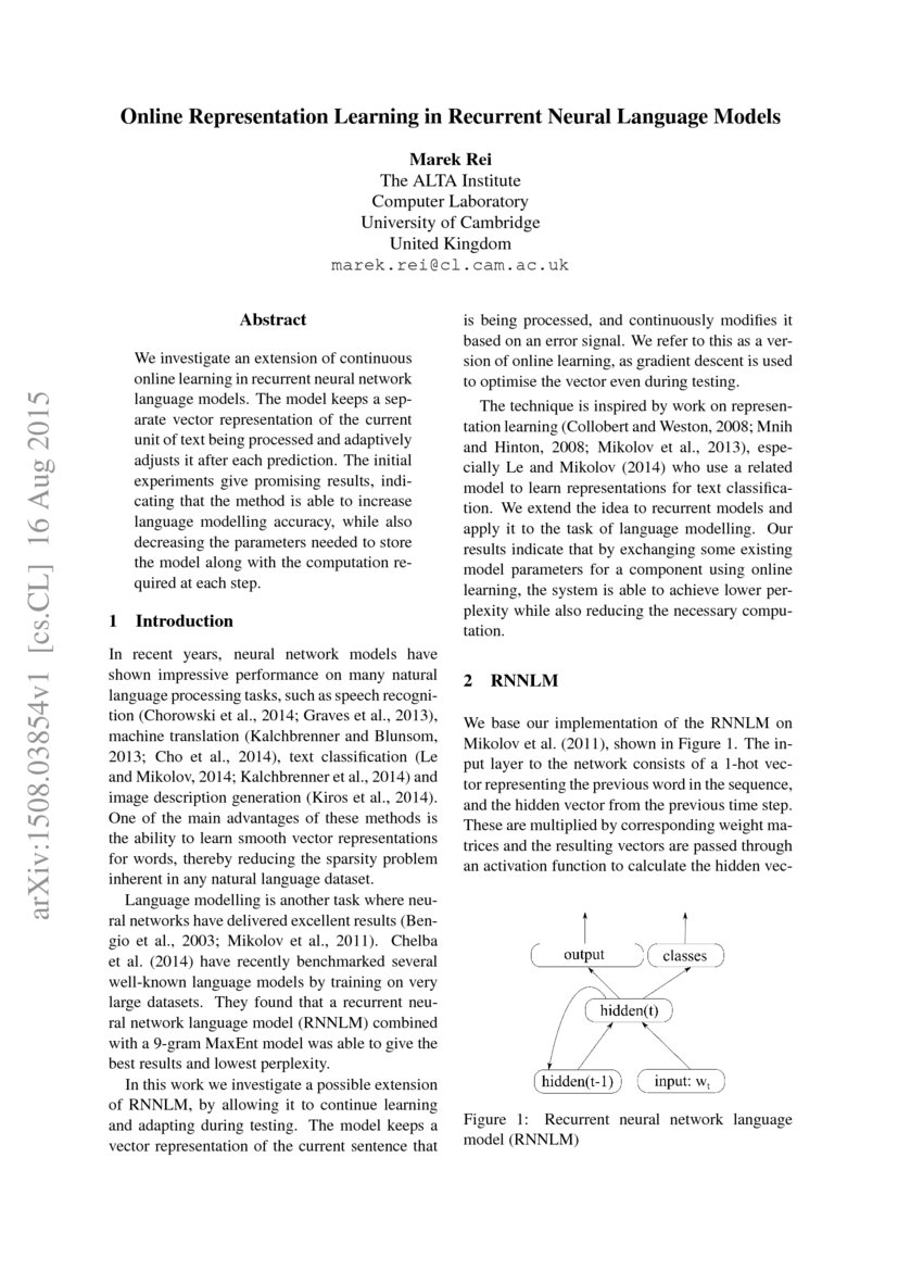 Online Representation Learning in Recurrent Neural Language Models | DeepAI