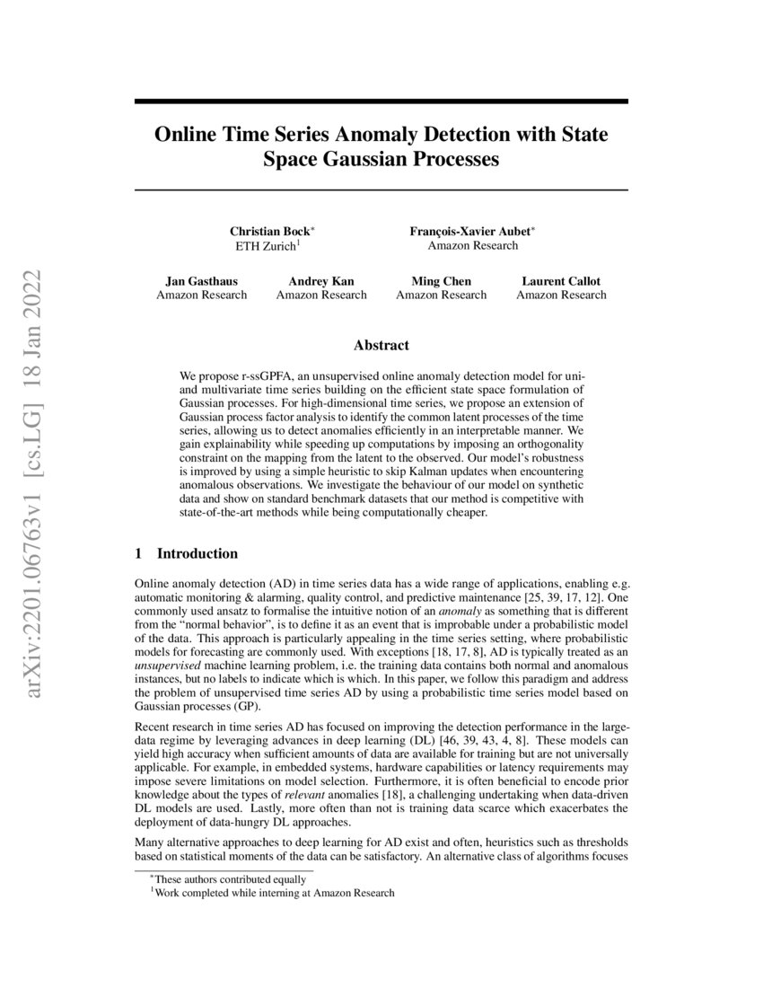 Online Time Series Anomaly Detection With State Space Gaussian