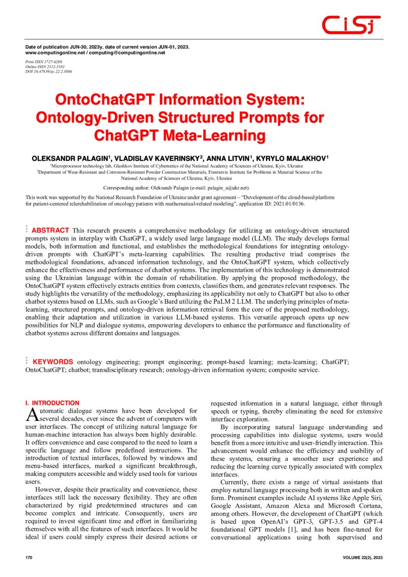 OntoChatGPT Information System: Ontology-Driven Structured Prompts for ChatGPT Meta-Learning ...