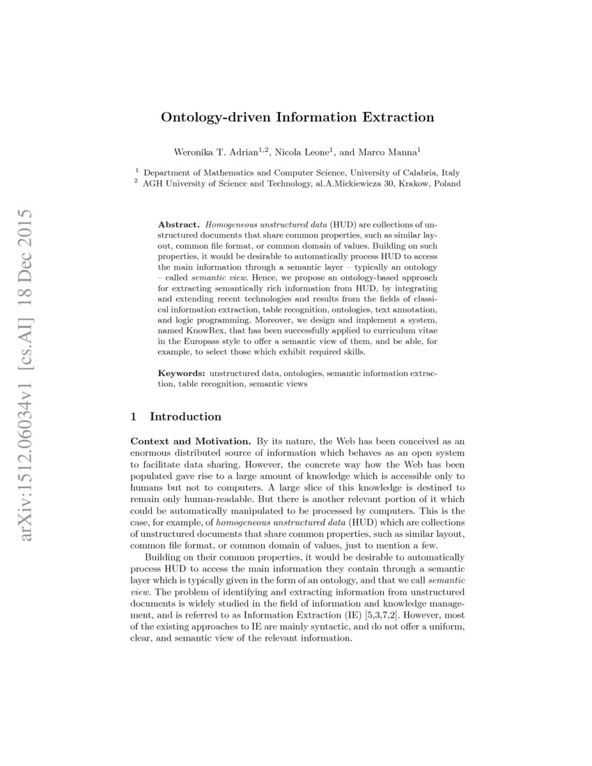 Ontology Driven Information Extraction Deepai