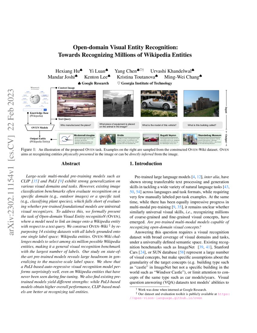 Open-domain Visual Entity Recognition: Towards Recognizing Millions of ...