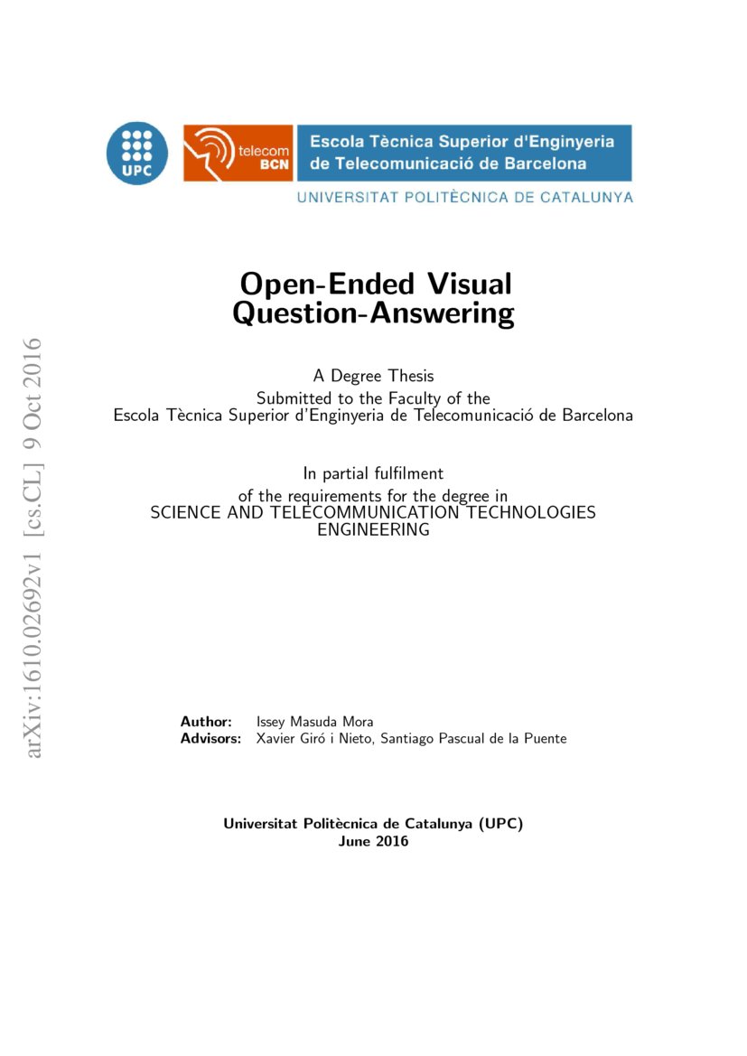 Open-Ended Visual Question-Answering | DeepAI