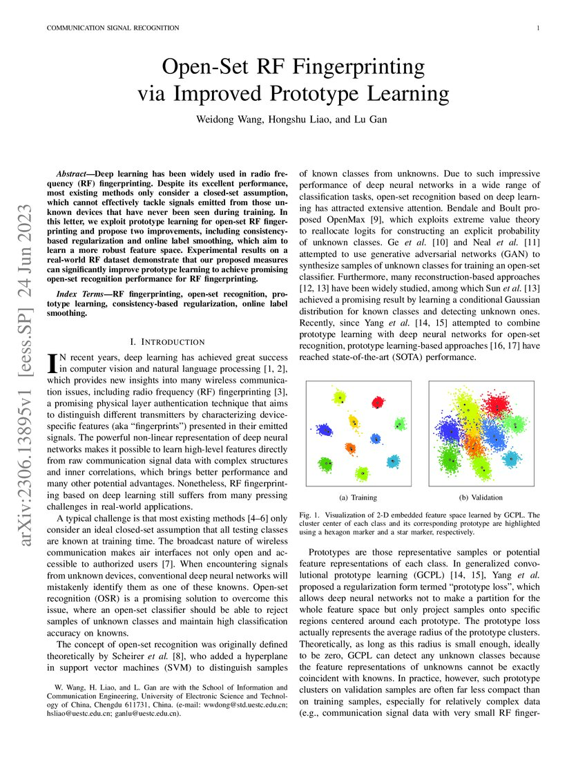 Open-Set RF Fingerprinting via Improved Prototype Learning | DeepAI