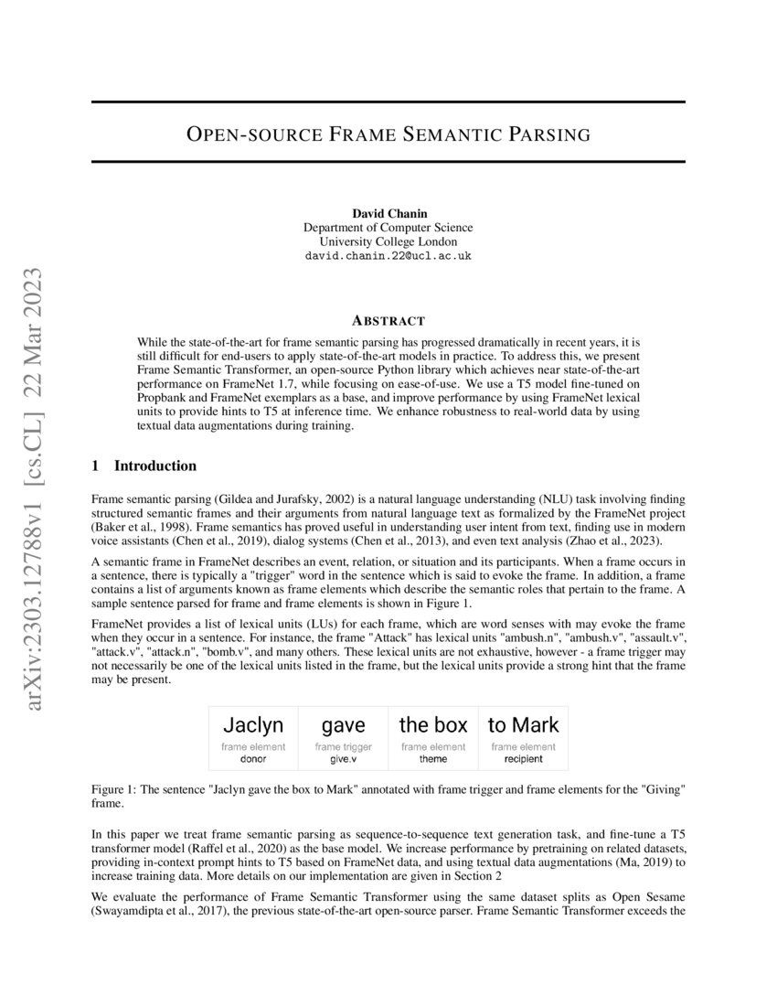 Open Source Frame Semantic Parsing Deepai