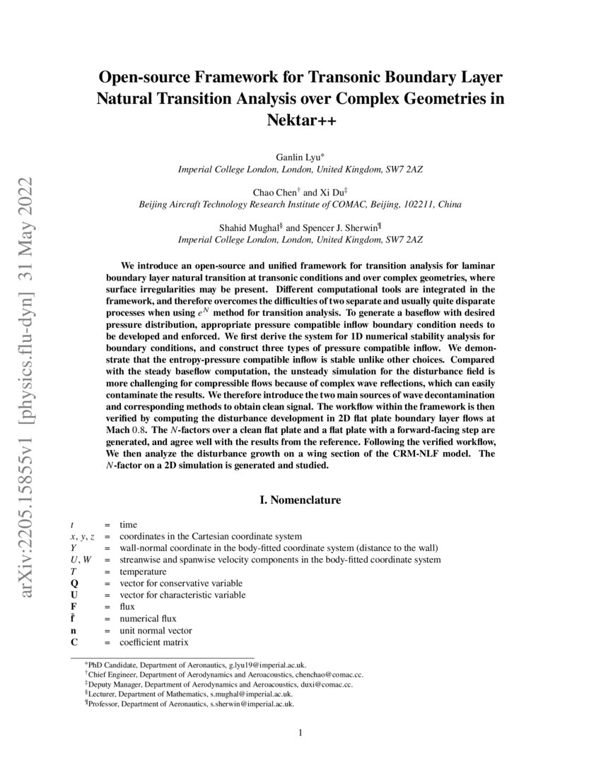 Open-source Framework for Transonic Boundary Layer Natural Transition Analysis over Complex ...
